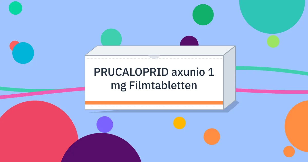 Symbolbild: Packung mit der Aufschrift PRUCALOPRID axunio 1 mg Filmtabletten (PZN 16798951) – Verfügbarkeit und Bezug in Apotheken in Frankfurt am Main