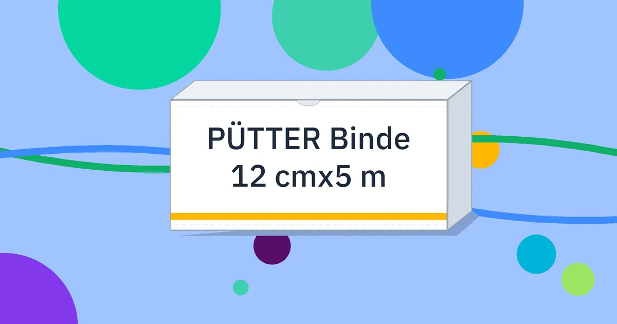 Symbolbild: Packung mit der Aufschrift PÜTTER Binde 12 cmx5 m (PZN 20025195) – Verfügbarkeit und Bezug in Apotheken in Frankfurt am Main
