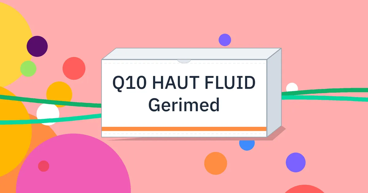 Symbolbild: Packung mit der Aufschrift Q10 HAUT FLUID Gerimed (PZN 05372189) – Verfügbarkeit und Bezug in Apotheken in Frankfurt am Main