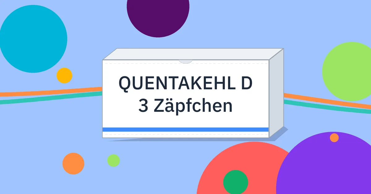 Symbolbild: Packung mit der Aufschrift QUENTAKEHL D 3 Zäpfchen (PZN 04457050) – Verfügbarkeit und Bezug in Apotheken in Frankfurt am Main
