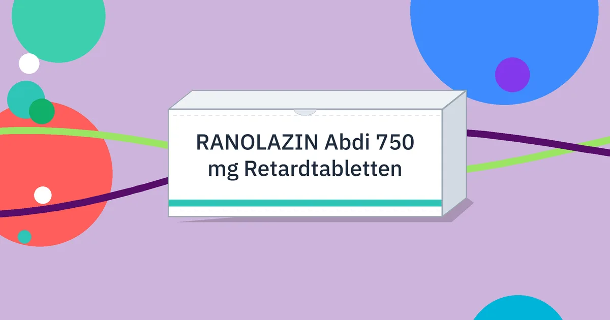 Symbolbild: Packung mit der Aufschrift RANOLAZIN Abdi 750 mg Retardtabletten (PZN 19133117) – Verfügbarkeit und Bezug in Apotheken in Frankfurt am Main