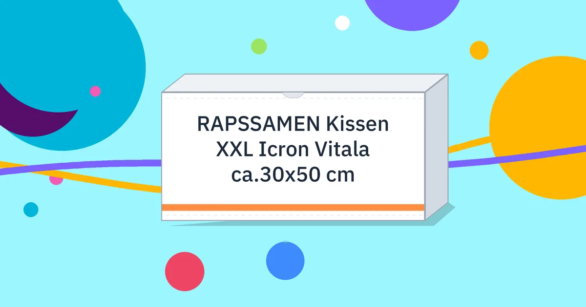 Symbolbild: Packung mit der Aufschrift RAPSSAMEN Kissen XXL Icron Vitala ca.30x50 cm (PZN 03670155) – Verfügbarkeit und Bezug in Apotheken in Frankfurt am Main