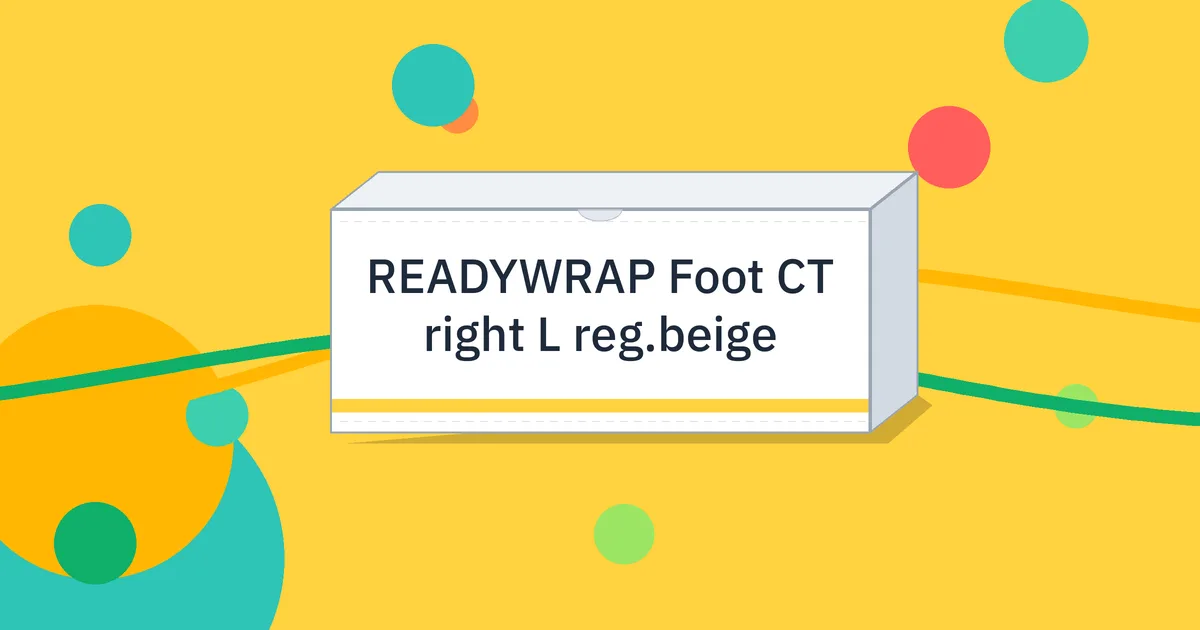 Symbolbild: Packung mit der Aufschrift READYWRAP Foot CT right L reg.beige (PZN 18009102) – Verfügbarkeit und Bezug in Apotheken in Frankfurt am Main