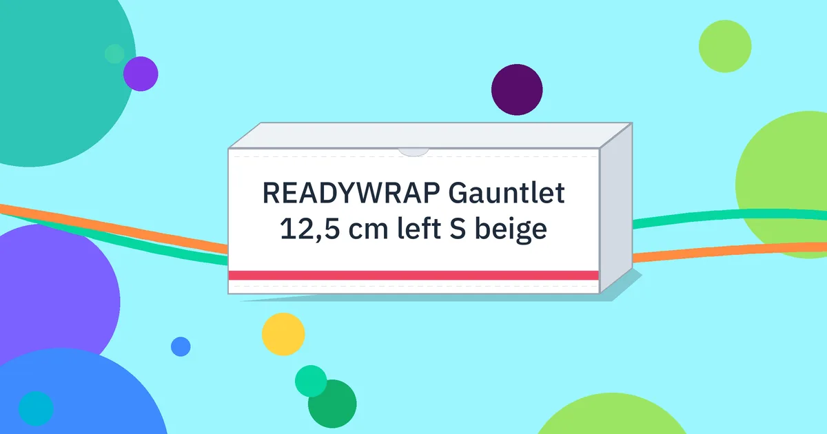 Symbolbild: Packung mit der Aufschrift READYWRAP Gauntlet 12,5 cm left S beige (PZN 16567051) – Verfügbarkeit und Bezug in Apotheken in Frankfurt am Main