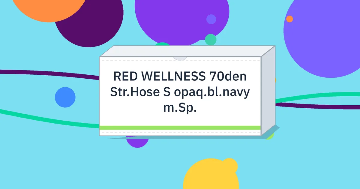 Symbolbild: Packung mit der Aufschrift RED WELLNESS 70den Str.Hose S opaq.bl.navy m.Sp. (PZN 16176617) – Verfügbarkeit und Bezug in Apotheken in Frankfurt am Main