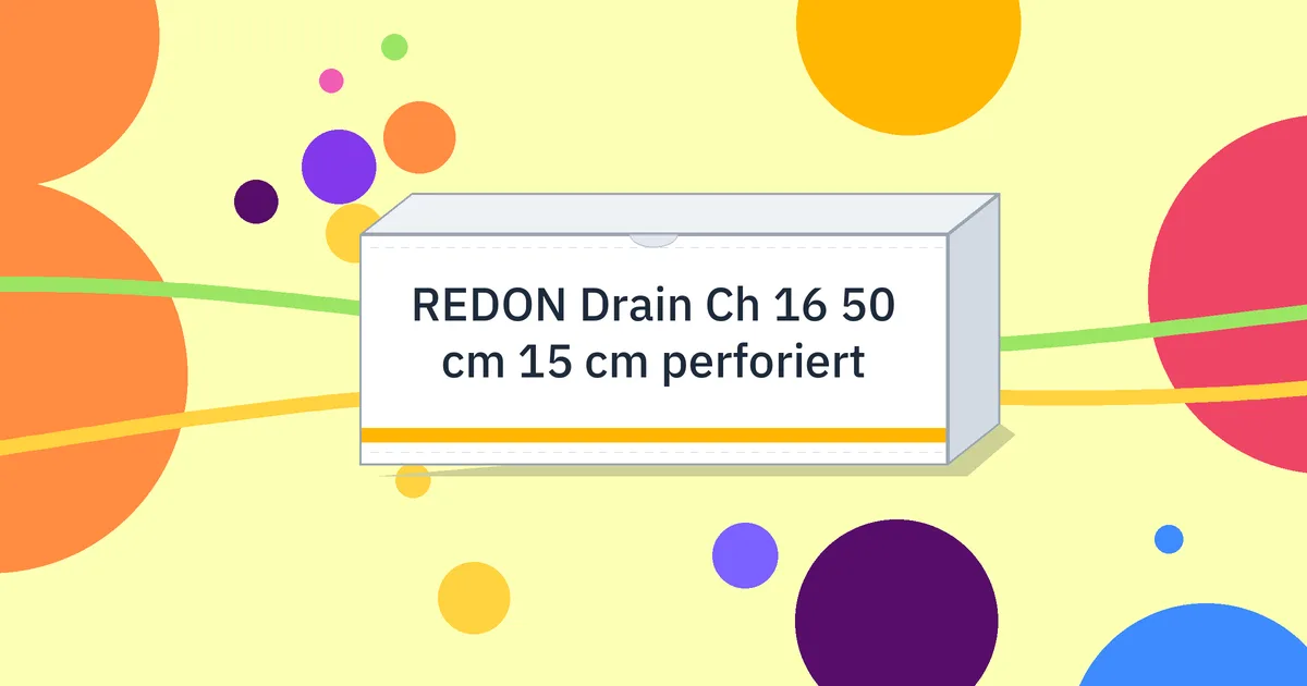Symbolbild: Packung mit der Aufschrift REDON Drain Ch 16 50 cm 15 cm perforiert (PZN 12733239) – Verfügbarkeit und Bezug in Apotheken in Frankfurt am Main