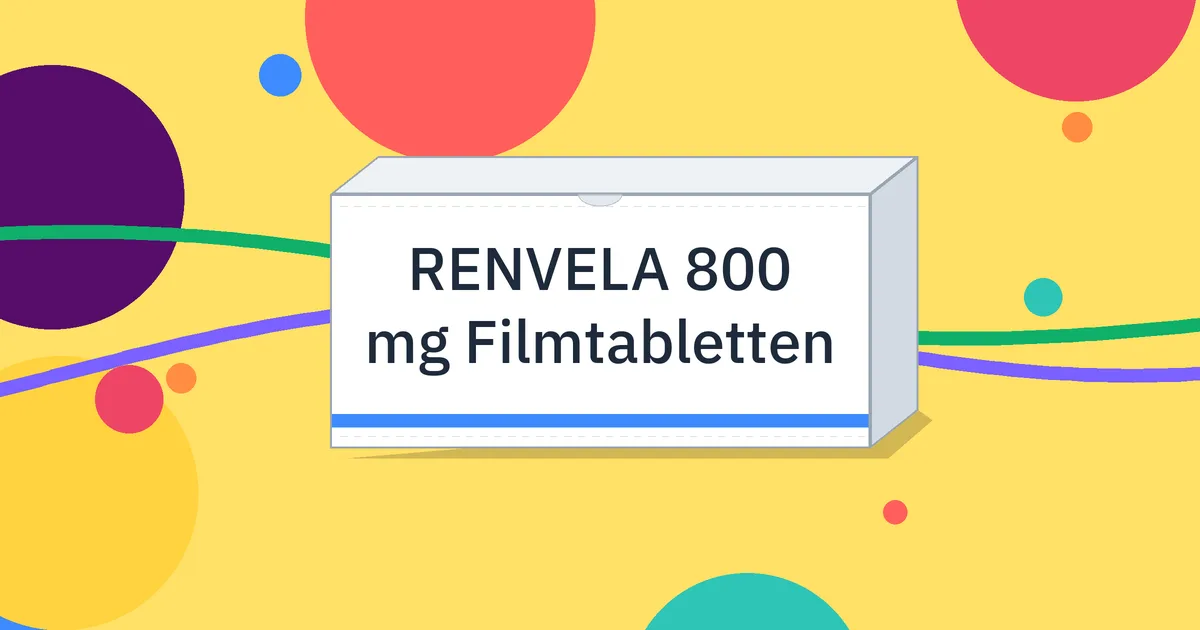 Symbolbild: Packung mit der Aufschrift RENVELA 800 mg Filmtabletten (PZN 12547040) – Verfügbarkeit und Bezug in Apotheken in Frankfurt am Main
