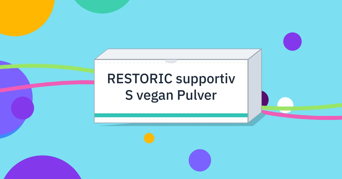 Symbolbild: Packung mit der Aufschrift RESTORIC supportiv S vegan Pulver (PZN 18354170) – Verfügbarkeit und Bezug in Apotheken in Frankfurt am Main