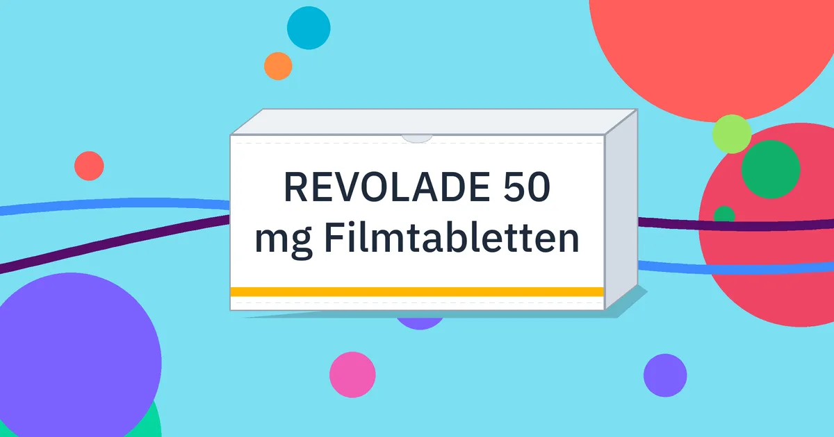 Symbolbild: Packung mit der Aufschrift REVOLADE 50 mg Filmtabletten (PZN 19911365) – Verfügbarkeit und Bezug in Apotheken in Frankfurt am Main