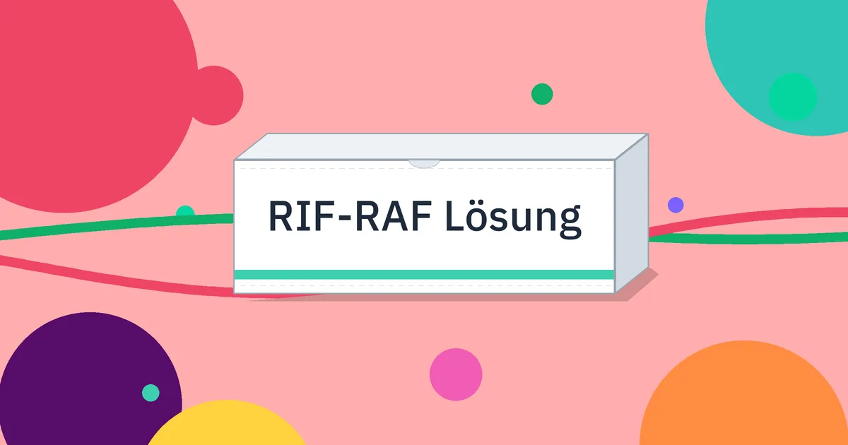 Symbolbild: Packung mit der Aufschrift RIF-RAF Lösung (PZN 05021840) – Verfügbarkeit und Bezug in Apotheken in Frankfurt am Main
