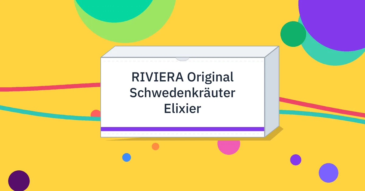 Symbolbild: Packung mit der Aufschrift RIVIERA Original Schwedenkräuter Elixier (PZN 19992725) – Verfügbarkeit und Bezug in Apotheken in Frankfurt am Main