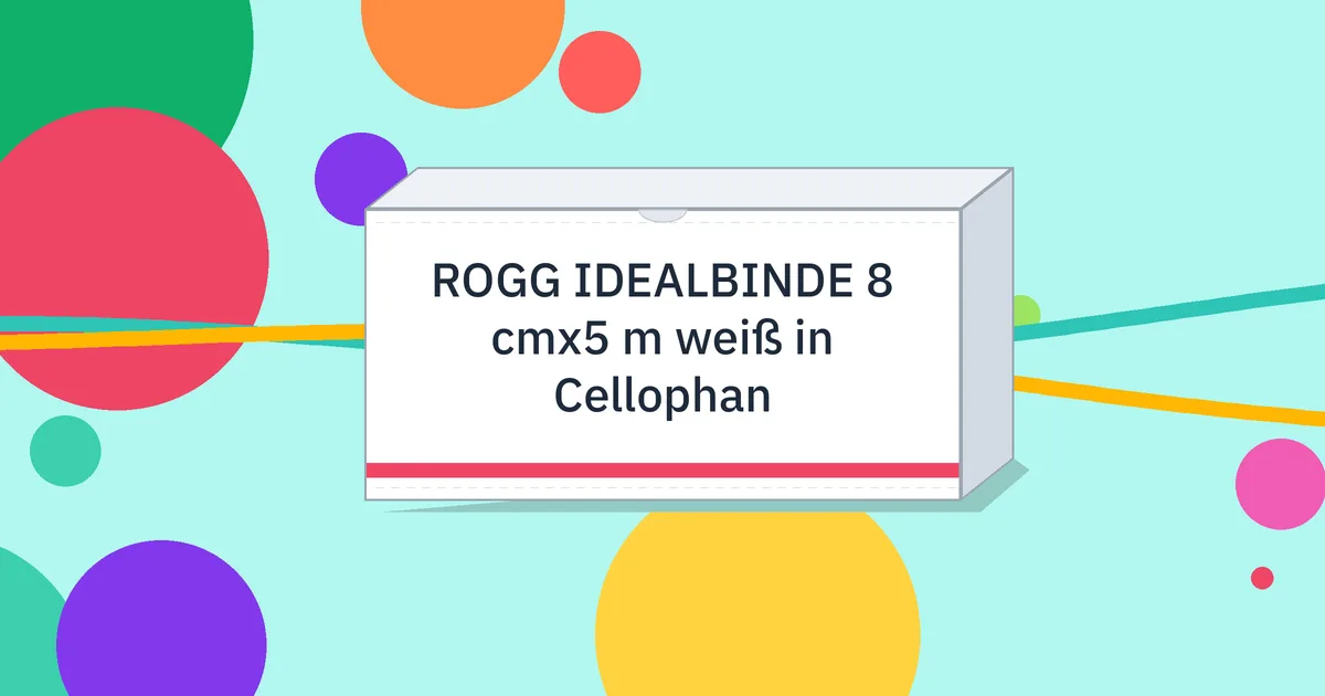 Symbolbild: Packung mit der Aufschrift ROGG IDEALBINDE 8 cmx5 m weiß in Cellophan (PZN 03438493) – Verfügbarkeit und Bezug in Apotheken in Frankfurt am Main