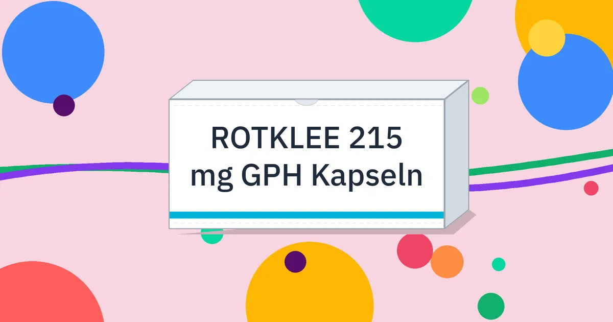 Symbolbild: Packung mit der Aufschrift ROTKLEE 215 mg GPH Kapseln (PZN 18174485) – Verfügbarkeit und Bezug in Apotheken in Frankfurt am Main