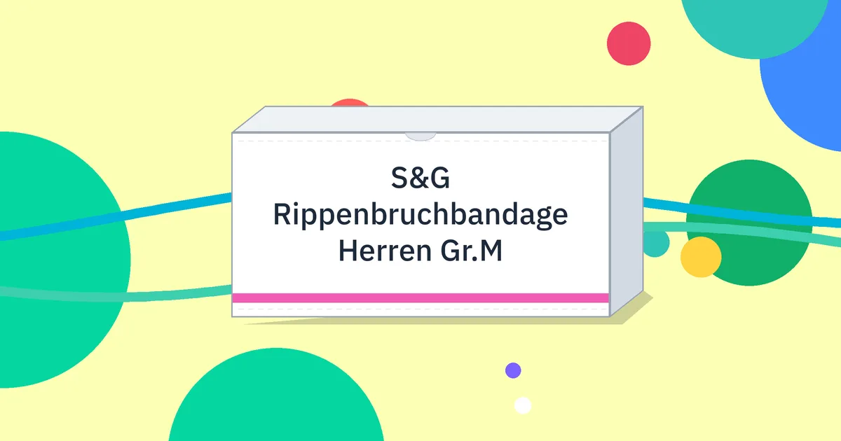 Symbolbild: Packung mit der Aufschrift S&G Rippenbruchbandage Herren Gr.M (PZN 05044999) – Verfügbarkeit und Bezug in Apotheken in Frankfurt am Main