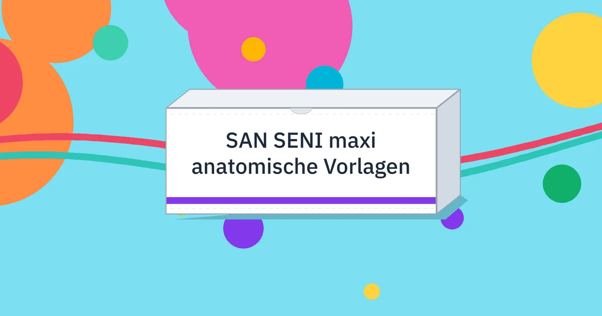 Symbolbild: Packung mit der Aufschrift SAN SENI maxi anatomische Vorlagen (PZN 03128491) – Verfügbarkeit und Bezug in Apotheken in Frankfurt am Main