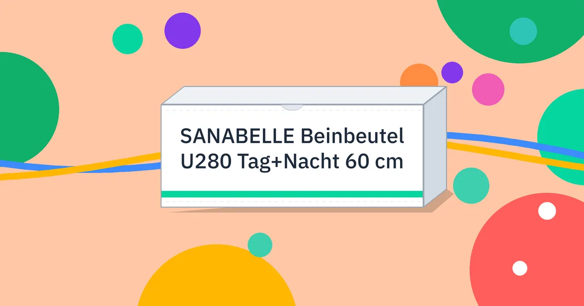 Symbolbild: Packung mit der Aufschrift SANABELLE Beinbeutel U280 Tag+Nacht 60 cm (PZN 09228070) – Verfügbarkeit und Bezug in Apotheken in Frankfurt am Main