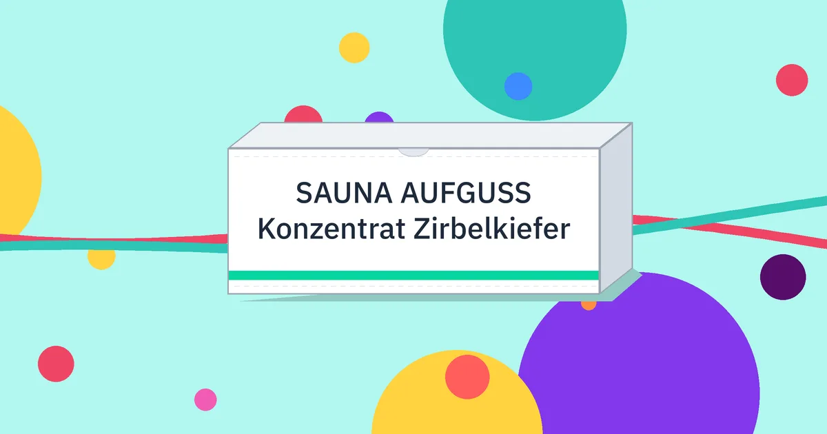 Symbolbild: Packung mit der Aufschrift SAUNA AUFGUSS Konzentrat Zirbelkiefer (PZN 11279726) – Verfügbarkeit und Bezug in Apotheken in Frankfurt am Main