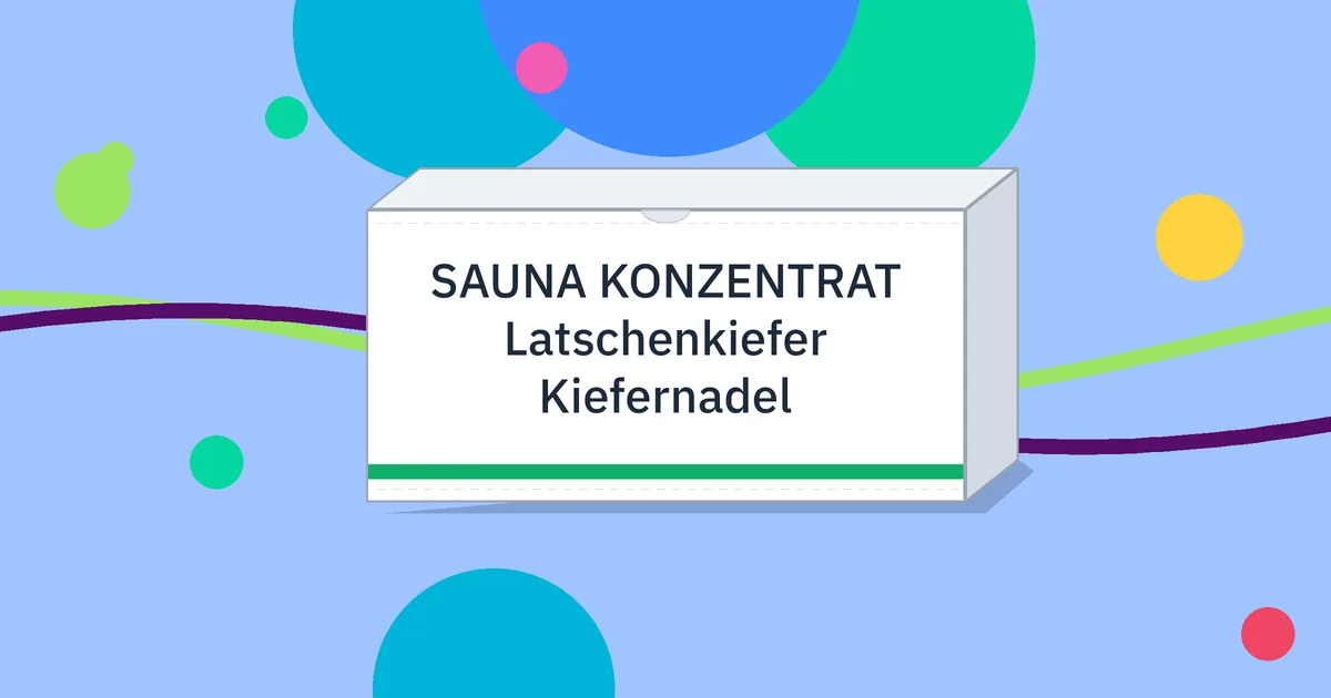 Symbolbild: Packung mit der Aufschrift SAUNA KONZENTRAT Latschenkiefer Kiefernadel (PZN 07765852) – Verfügbarkeit und Bezug in Apotheken in Frankfurt am Main