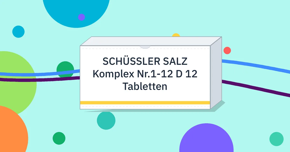 Symbolbild: Packung mit der Aufschrift SCHÜSSLER SALZ Komplex Nr.1-12 D 12 Tabletten (PZN 19644183) – Verfügbarkeit und Bezug in Apotheken in Frankfurt am Main