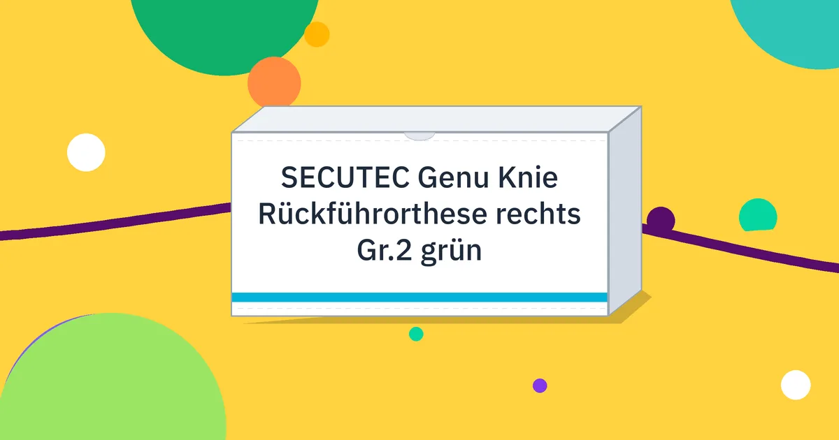 Symbolbild: Packung mit der Aufschrift SECUTEC Genu Knie Rückführorthese rechts Gr.2 grün (PZN 12511007) – Verfügbarkeit und Bezug in Apotheken in Frankfurt am Main