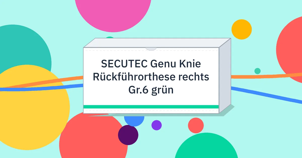 Symbolbild: Packung mit der Aufschrift SECUTEC Genu Knie Rückführorthese rechts Gr.6 grün (PZN 12511065) – Verfügbarkeit und Bezug in Apotheken in Frankfurt am Main