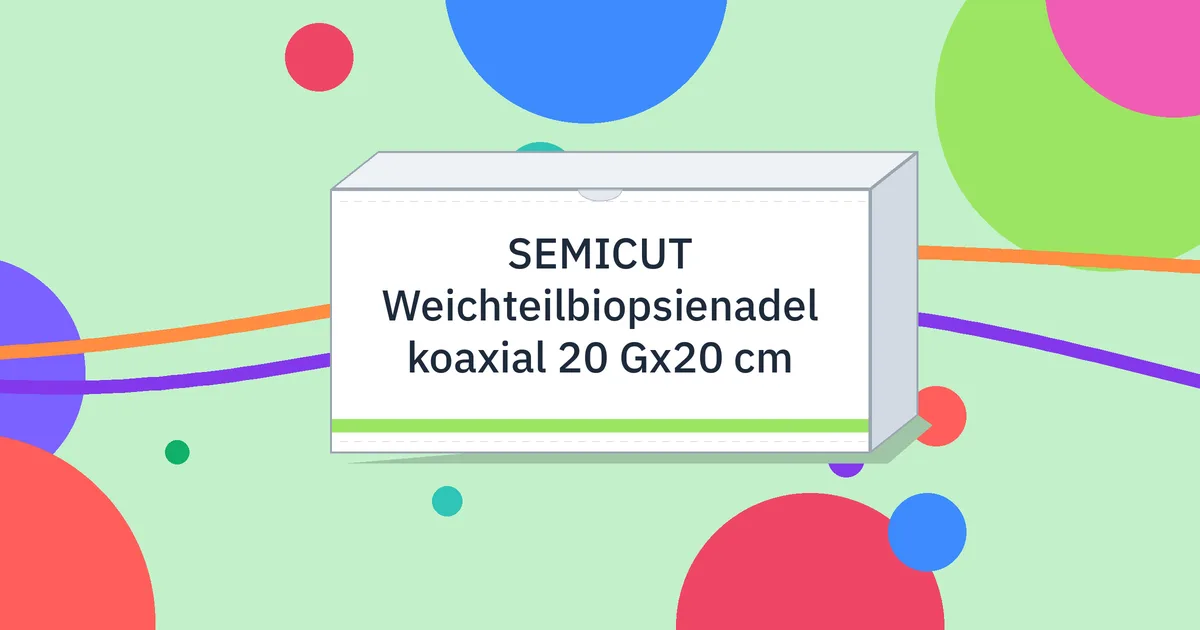 Symbolbild: Packung mit der Aufschrift SEMICUT Weichteilbiopsienadel koaxial 20 Gx20 cm (PZN 19736264) – Verfügbarkeit und Bezug in Apotheken in Frankfurt am Main