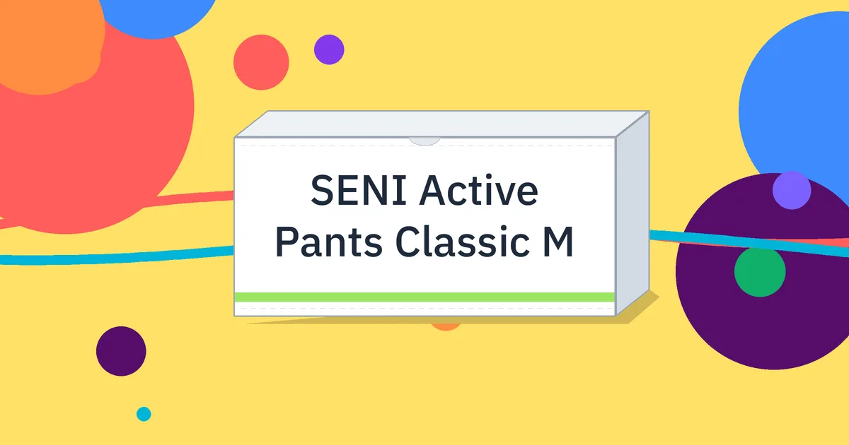 Symbolbild: Packung mit der Aufschrift SENI Active Pants Classic M (PZN 18011903) – Verfügbarkeit und Bezug in Apotheken in Frankfurt am Main
