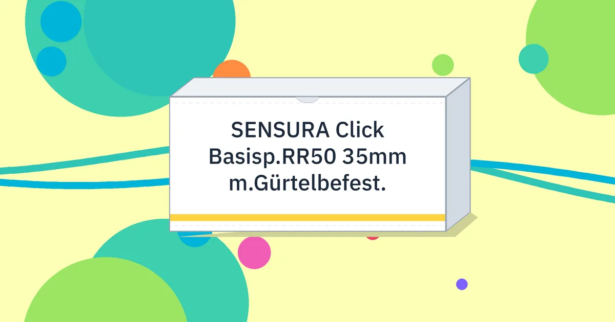 Symbolbild: Packung mit der Aufschrift SENSURA Click Basisp.RR50 35mm m.Gürtelbefest. (PZN 05917513) – Verfügbarkeit und Bezug in Apotheken in Frankfurt am Main