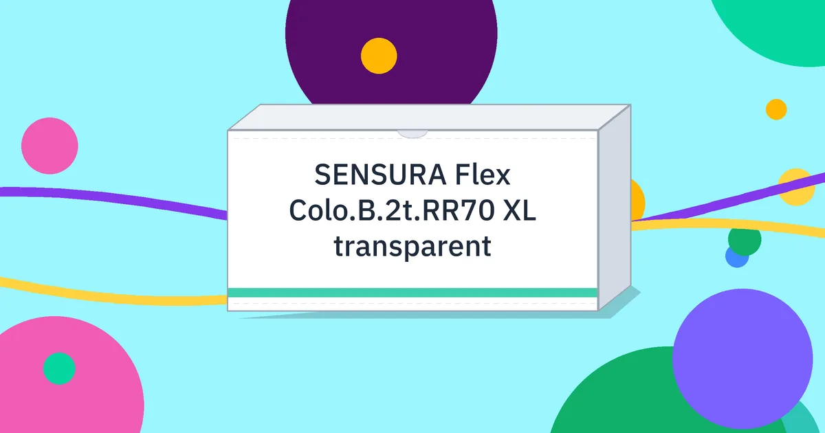 Symbolbild: Packung mit der Aufschrift SENSURA Flex Colo.B.2t.RR70 XL transparent (PZN 03067542) – Verfügbarkeit und Bezug in Apotheken in Frankfurt am Main