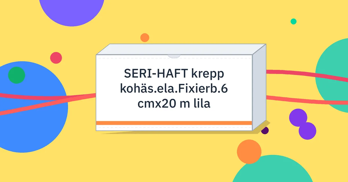 Symbolbild: Packung mit der Aufschrift SERI-HAFT krepp kohäs.ela.Fixierb.6 cmx20 m lila (PZN 20943413) – Verfügbarkeit und Bezug in Apotheken in Frankfurt am Main