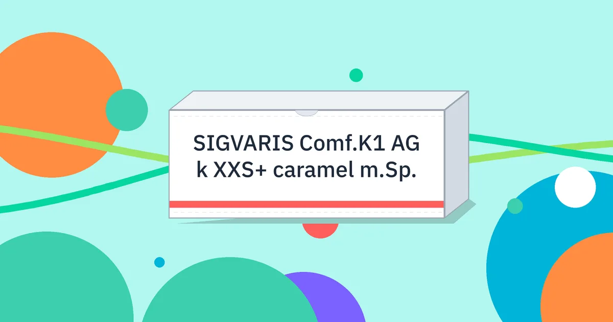 Symbolbild: Packung mit der Aufschrift SIGVARIS Comf.K1 AG k XXS+ caramel m.Sp. (PZN 17094666) – Verfügbarkeit und Bezug in Apotheken in Frankfurt am Main