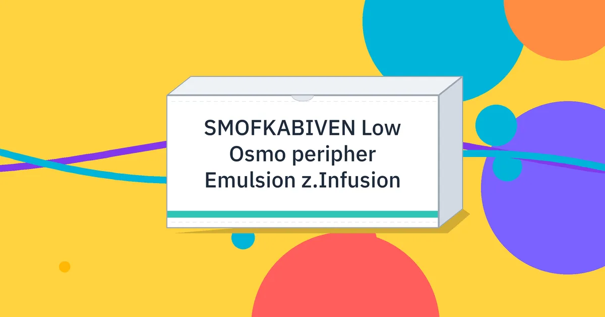 Symbolbild: Packung mit der Aufschrift SMOFKABIVEN Low Osmo peripher Emulsion z.Infusion (PZN 16000249) – Verfügbarkeit und Bezug in Apotheken in Frankfurt am Main