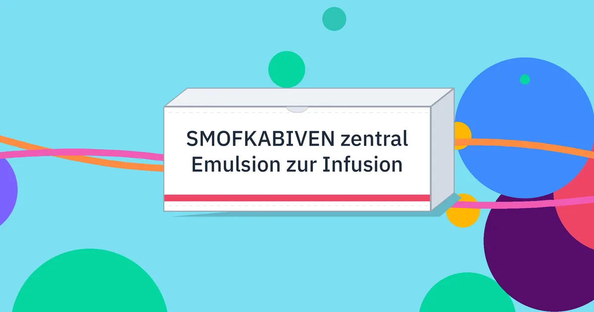 Symbolbild: Packung mit der Aufschrift SMOFKABIVEN zentral Emulsion zur Infusion (PZN 18220908) – Verfügbarkeit und Bezug in Apotheken in Frankfurt am Main