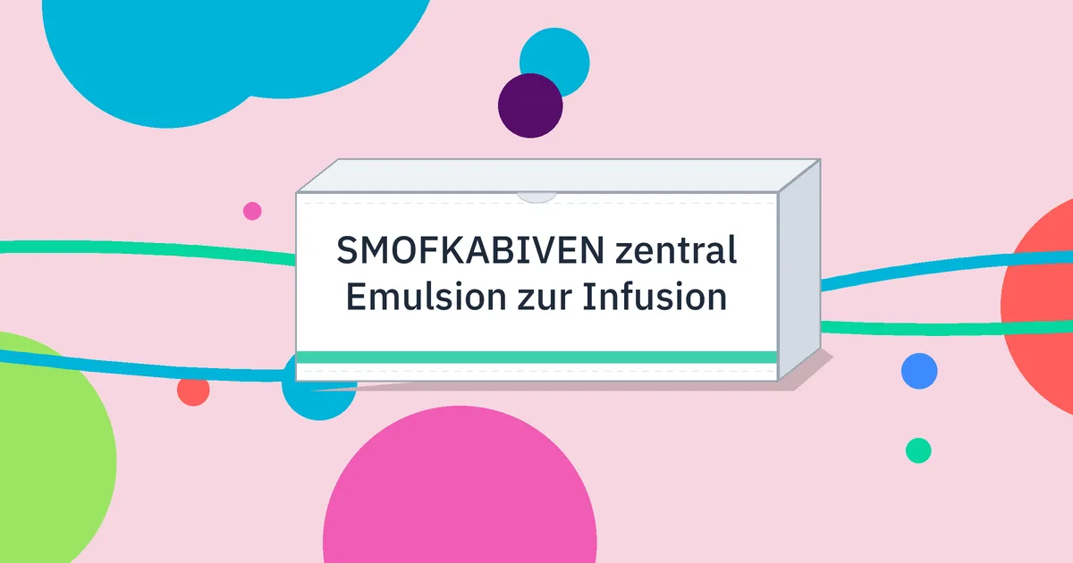 Symbolbild: Packung mit der Aufschrift SMOFKABIVEN zentral Emulsion zur Infusion (PZN 18457332) – Verfügbarkeit und Bezug in Apotheken in Frankfurt am Main