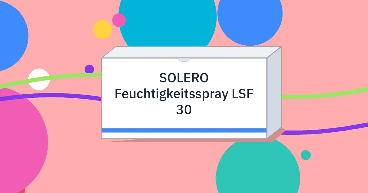 Symbolbild: Packung mit der Aufschrift SOLERO Feuchtigkeitsspray LSF 30 (PZN 19454318) – Verfügbarkeit und Bezug in Apotheken in Frankfurt am Main