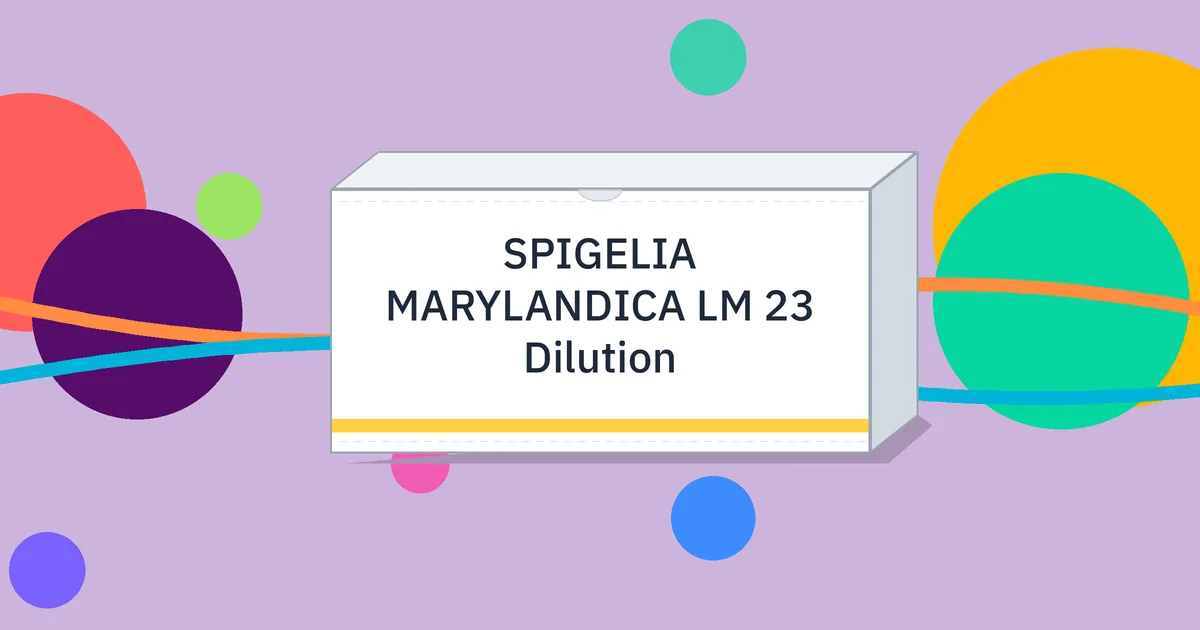 Symbolbild: Packung mit der Aufschrift SPIGELIA MARYLANDICA LM 23 Dilution (PZN 13195726) – Verfügbarkeit und Bezug in Apotheken in Frankfurt am Main