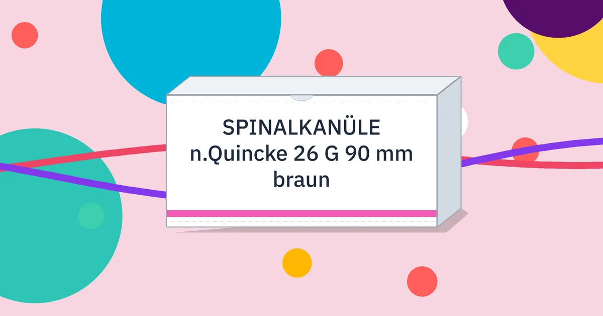 Symbolbild: Packung mit der Aufschrift SPINALKANÜLE n.Quincke 26 G 90 mm braun (PZN 00989904) – Verfügbarkeit und Bezug in Apotheken in Frankfurt am Main