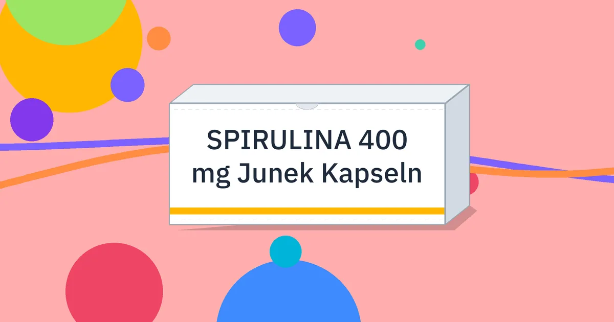Symbolbild: Packung mit der Aufschrift SPIRULINA 400 mg Junek Kapseln (PZN 20857406) – Verfügbarkeit und Bezug in Apotheken in Frankfurt am Main