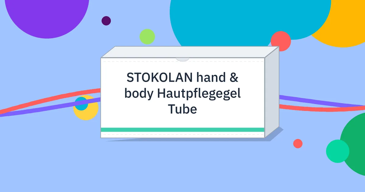 Symbolbild: Packung mit der Aufschrift STOKOLAN hand & body Hautpflegegel Tube (PZN 17899571) – Verfügbarkeit und Bezug in Apotheken in Frankfurt am Main