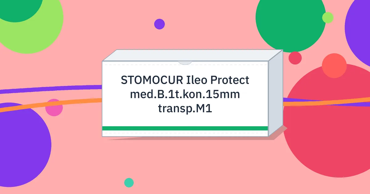 Symbolbild: Packung mit der Aufschrift STOMOCUR Ileo Protect med.B.1t.kon.15mm transp.M1 (PZN 18192460) – Verfügbarkeit und Bezug in Apotheken in Frankfurt am Main