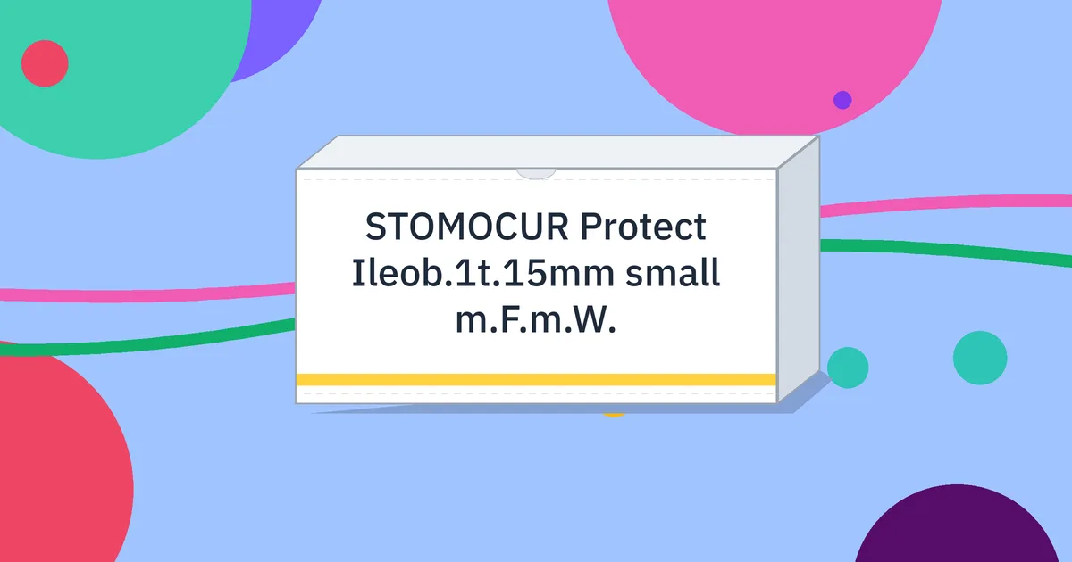 Symbolbild: Packung mit der Aufschrift STOMOCUR Protect Ileob.1t.15mm small m.F.m.W. (PZN 17551336) – Verfügbarkeit und Bezug in Apotheken in Frankfurt am Main