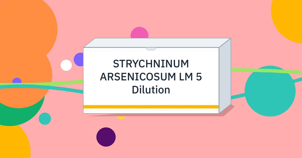 Symbolbild: Packung mit der Aufschrift STRYCHNINUM ARSENICOSUM LM 5 Dilution (PZN 13205726) – Verfügbarkeit und Bezug in Apotheken in Frankfurt am Main