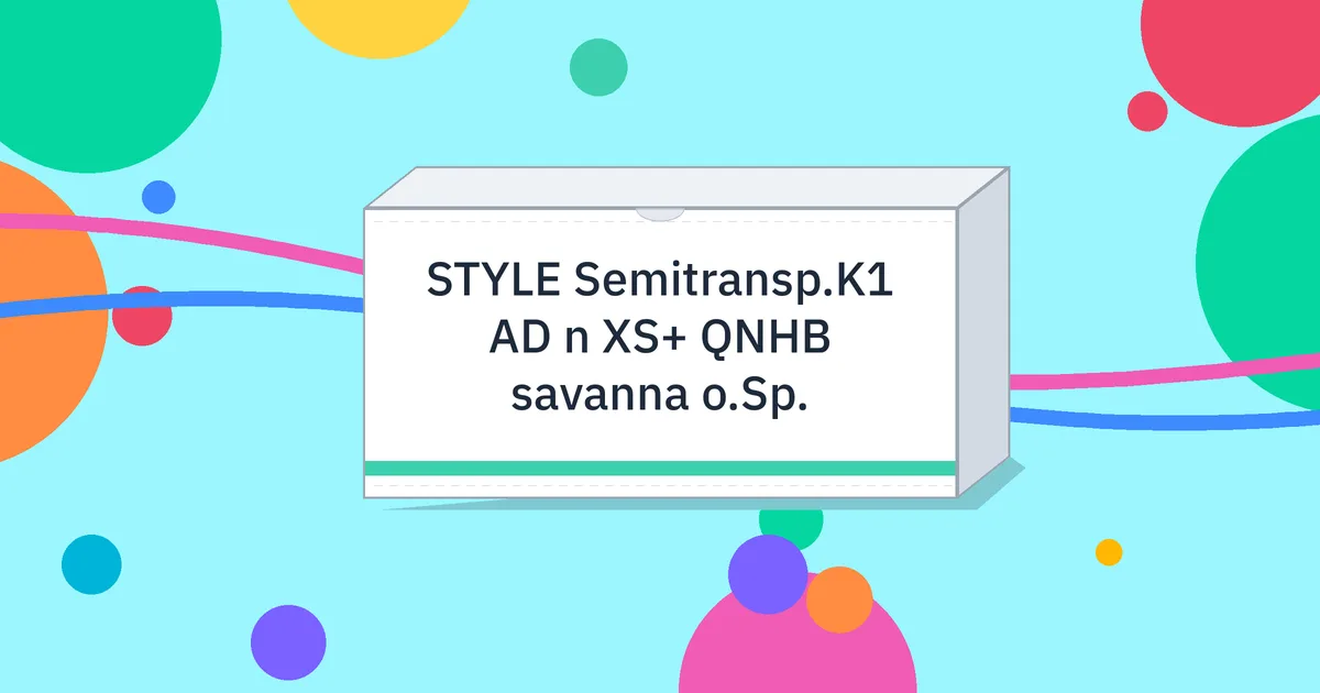 Symbolbild: Packung mit der Aufschrift STYLE Semitransp.K1 AD n XS+ QNHB savanna o.Sp. (PZN 18869721) – Verfügbarkeit und Bezug in Apotheken in Frankfurt am Main
