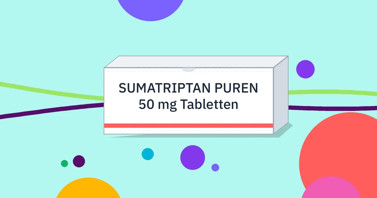 Symbolbild: Packung mit der Aufschrift SUMATRIPTAN PUREN 50 mg Tabletten (PZN 17416791) – Verfügbarkeit und Bezug in Apotheken in Frankfurt am Main