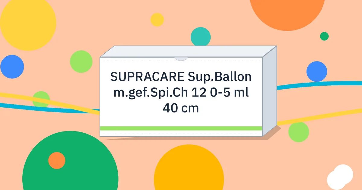 Symbolbild: Packung mit der Aufschrift SUPRACARE Sup.Ballon m.gef.Spi.Ch 12 0-5 ml 40 cm (PZN 12775189) – Verfügbarkeit und Bezug in Apotheken in Frankfurt am Main