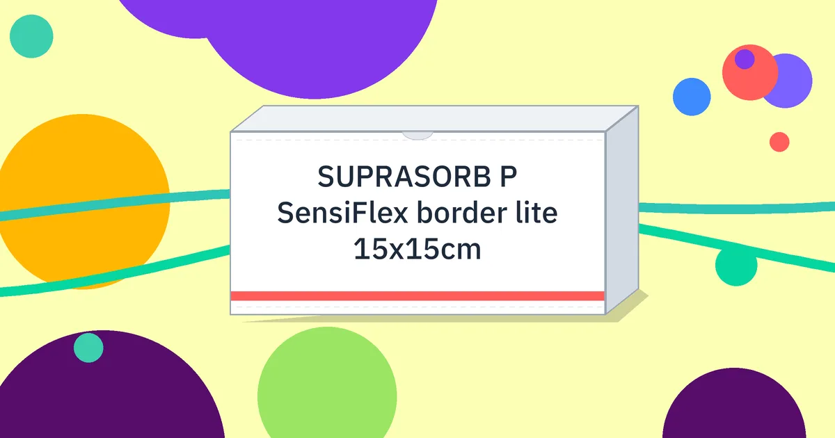 Symbolbild: Packung mit der Aufschrift SUPRASORB P SensiFlex border lite 15x15cm (PZN 20085033) – Verfügbarkeit und Bezug in Apotheken in Frankfurt am Main