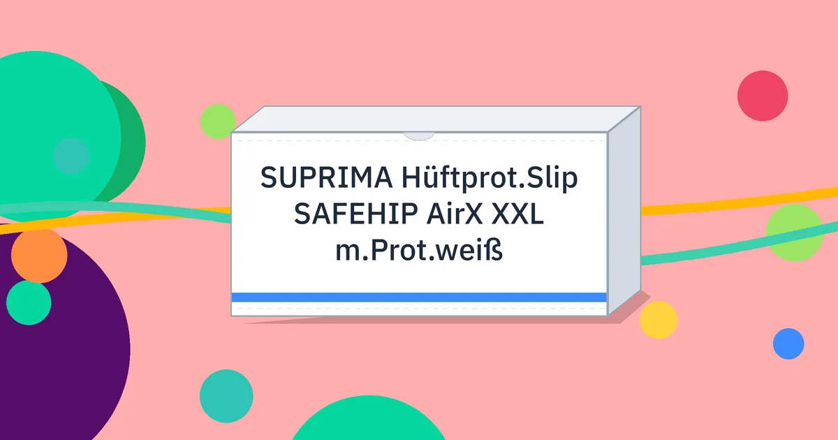 Symbolbild: Packung mit der Aufschrift SUPRIMA Hüftprot.Slip SAFEHIP AirX XXL m.Prot.weiß (PZN 13818280) – Verfügbarkeit und Bezug in Apotheken in Frankfurt am Main