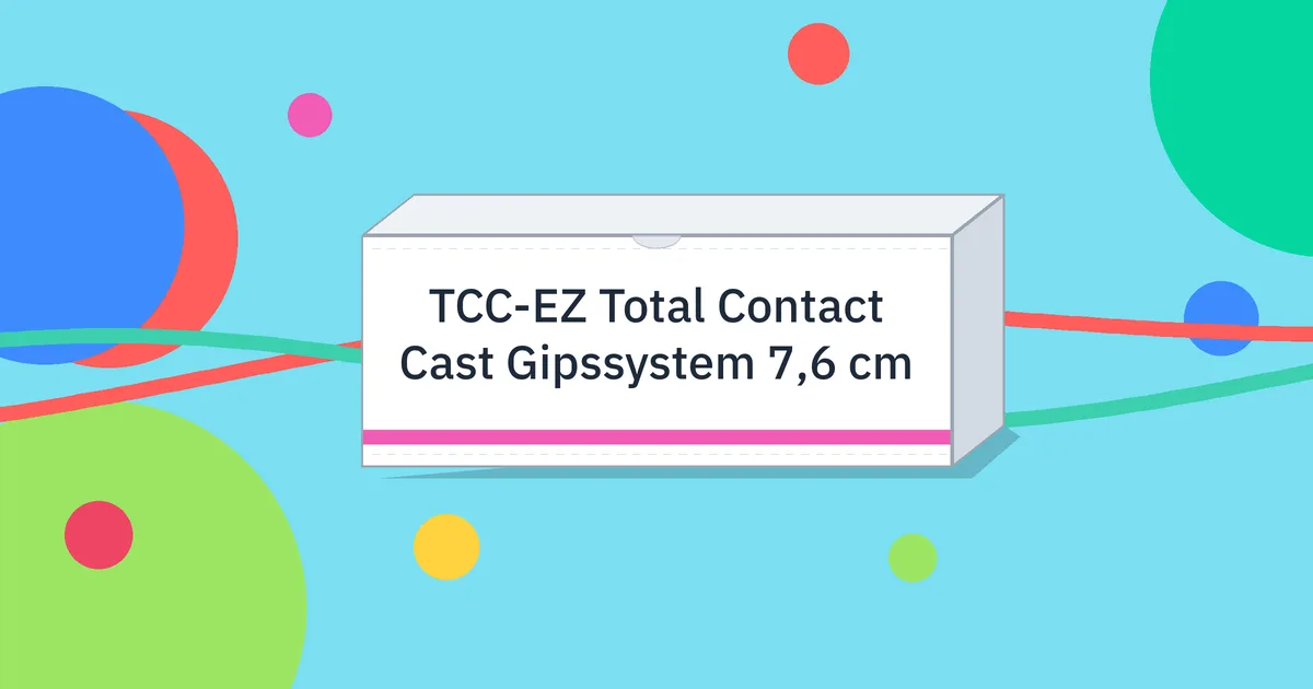 Symbolbild: Packung mit der Aufschrift TCC-EZ Total Contact Cast Gipssystem 7,6 cm (PZN 14327437) – Verfügbarkeit und Bezug in Apotheken in Frankfurt am Main