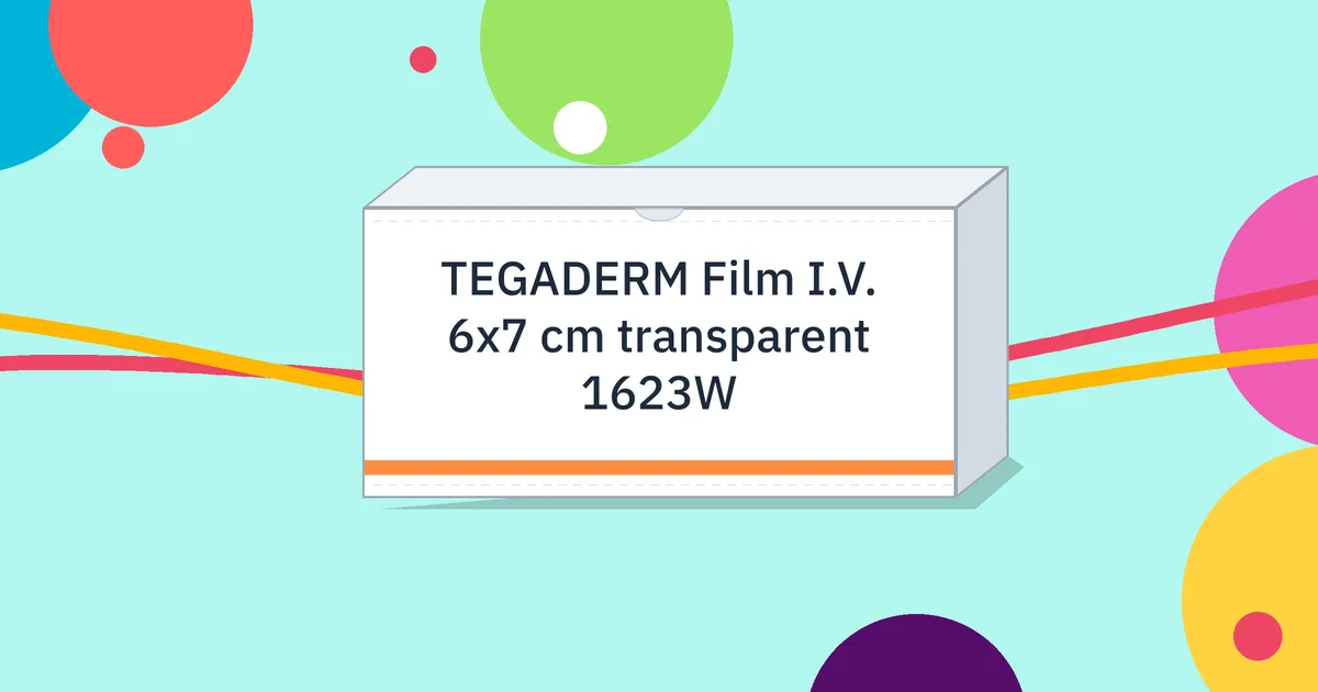 Symbolbild: Packung mit der Aufschrift TEGADERM Film I.V. 6x7 cm transparent 1623W (PZN 05120619) – Verfügbarkeit und Bezug in Apotheken in Frankfurt am Main