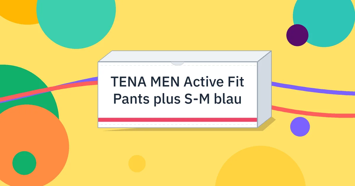 Symbolbild: Packung mit der Aufschrift TENA MEN Active Fit Pants plus S-M blau (PZN 19879756) – Verfügbarkeit und Bezug in Apotheken in Frankfurt am Main